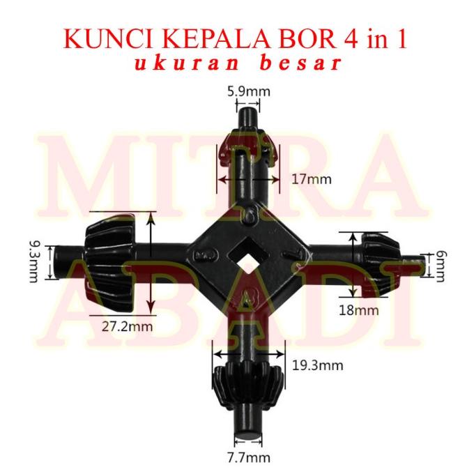 Jual Kunci Kepala Bor 4 Cabang / Drill Chuck Key 4 IN 1 UNIVERSAL - ukuran besar promo | Shopee ...