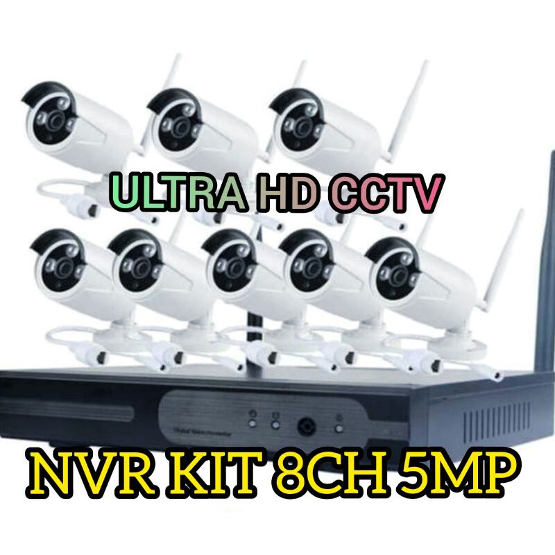 Jual PAKET CCTV NVR KIT 8CH 5MP TURBO HD OUTDOOR IP WIRELESS | Shopee ...