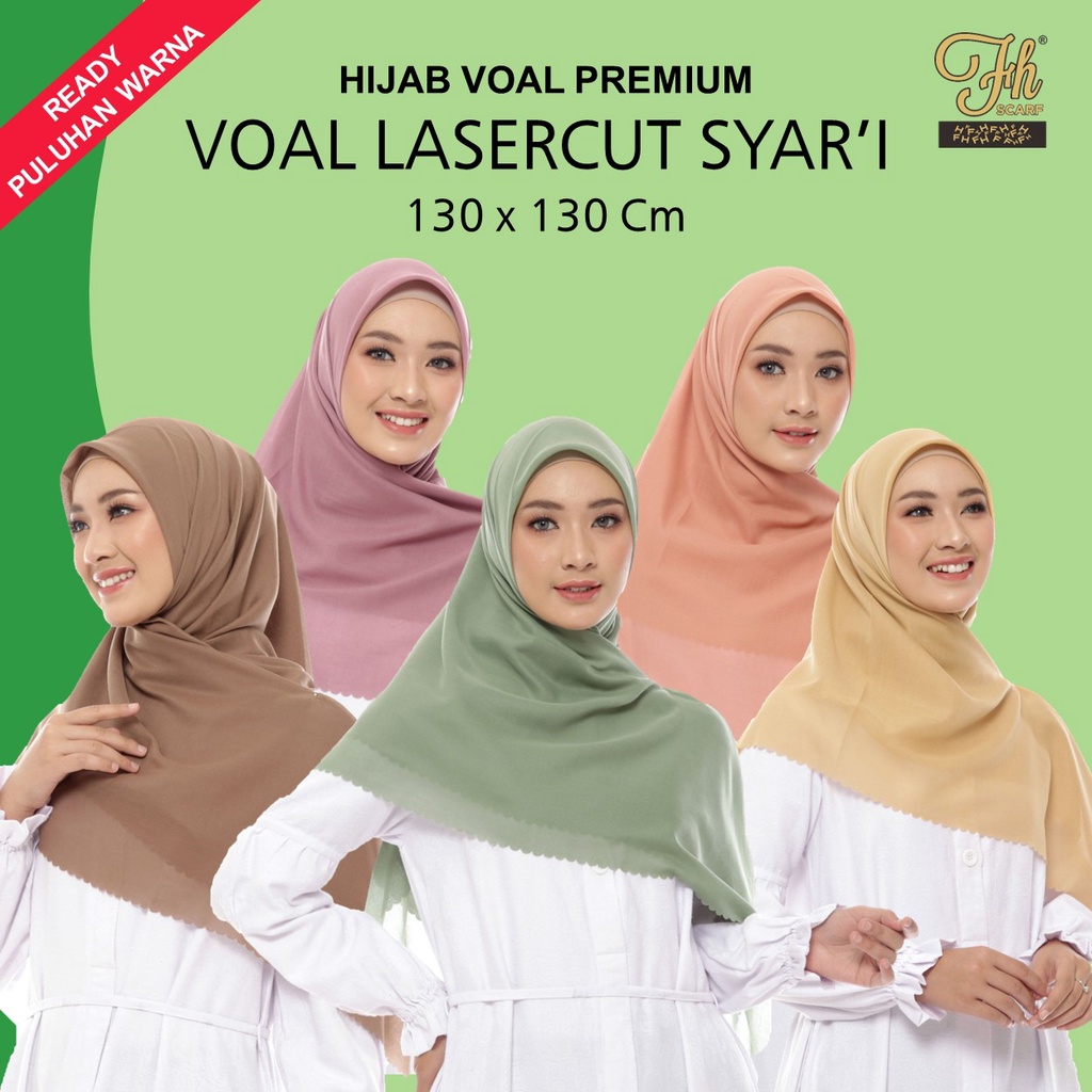 Jual Hijab Segi4 Polos Basic Voal Jumbo Syari 130 x 130 Cm Premium Lasercut Fh Scarft | Shopee ...