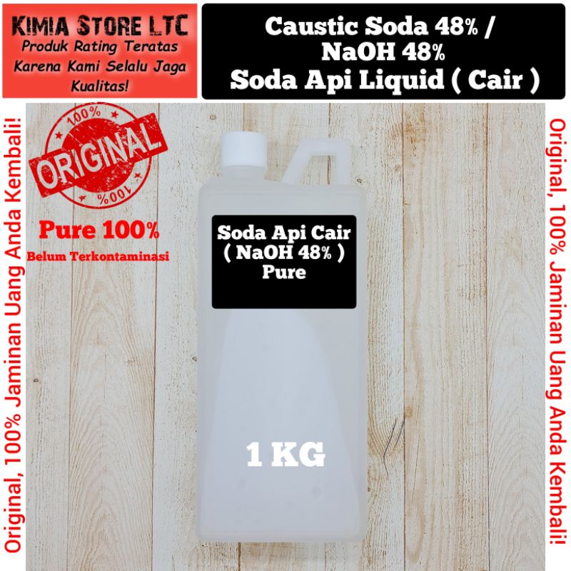 Jual Caustic Soda Cair 1KG / Soda Api Cair 1KG / NaOH 48% | Shopee ...