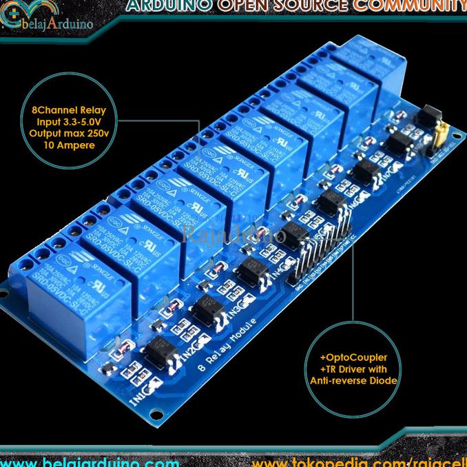 Jual ORIGINAL - Relay Module 8 Channel 5V for Arduino ( Best Quality ...
