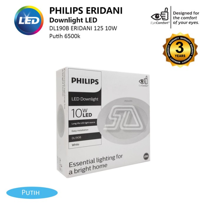 Jual Philips Downlight Eridani DL190B LED8 D125 10W 865 WH SNI | Shopee ...