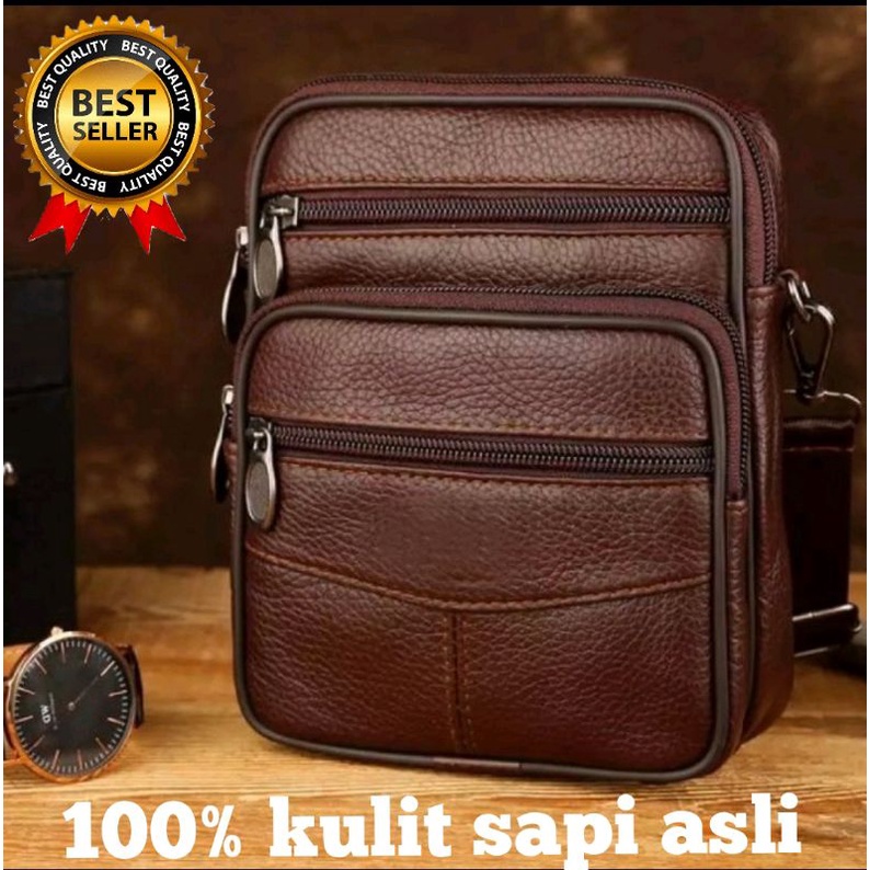 Jual [FLASH SALE]Tas selempang mini kulit asli tas kulit pria tas ...