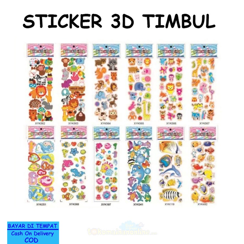 Jual STIKER STICKER ANAK TEMPELAN 3D TIMBUL 3 DIMENSI MURAH KUALITAS ...