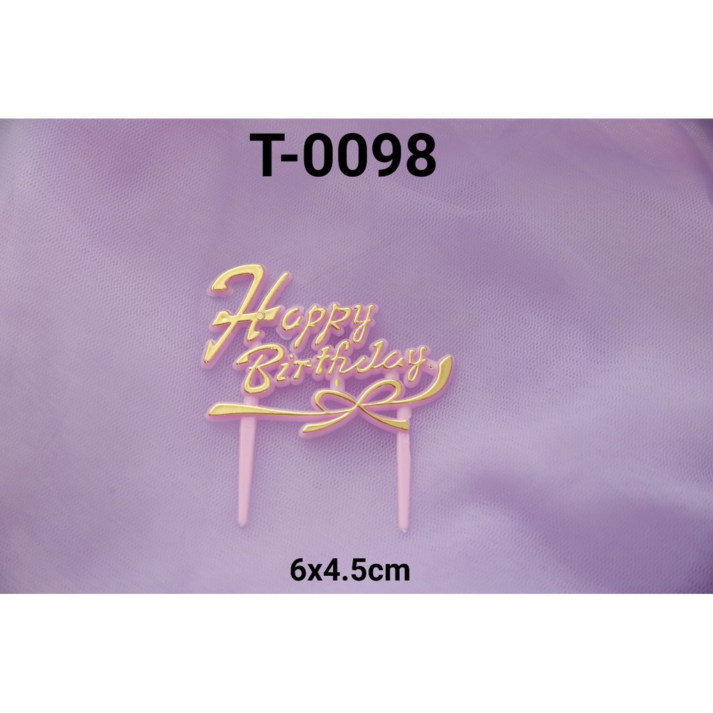 Jual T-0098 Cake Topper Hiasan Kue Tulisan Happy Birthday Pita Pink yamama baking | Shopee Indonesia