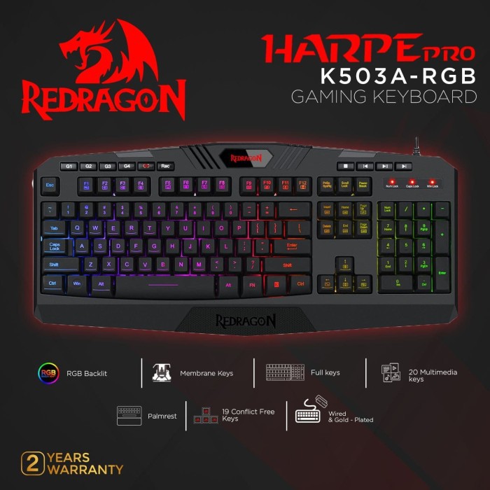 Jual Redragon Gaming Keyboard RGB HARPE PRO - K503A-RGB | Shopee Indonesia