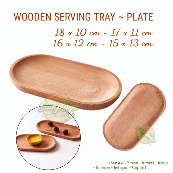 Jual Nampan kayu oval Wooden serving tray plate piring tatakan baki ...