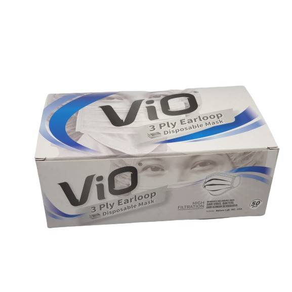 Jual Masker Karet Vio 3 Ply Tipe Earloop 1 Box Disposable Mask High ...