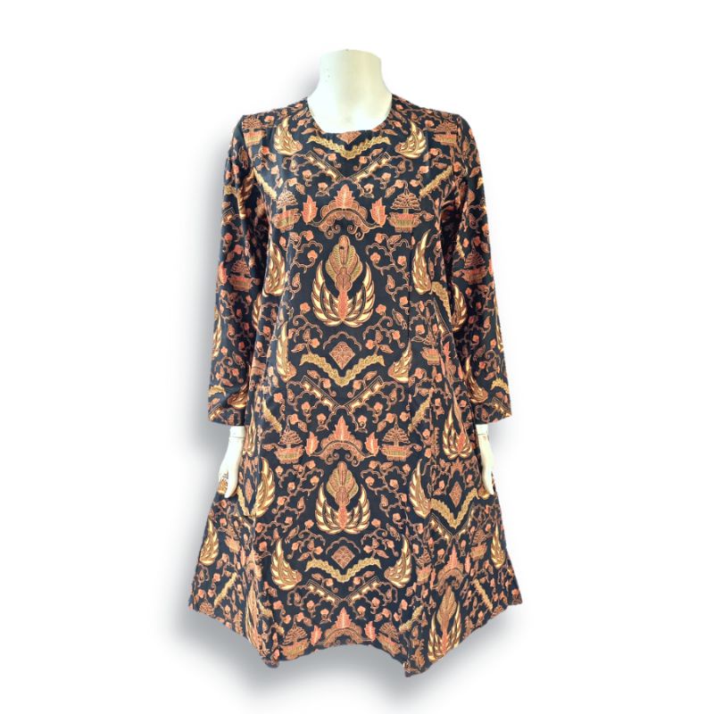 Jual SOFIA SOGAN - Dress Batik Wanita Kekinian, Batik Sogan Model Gaun ...