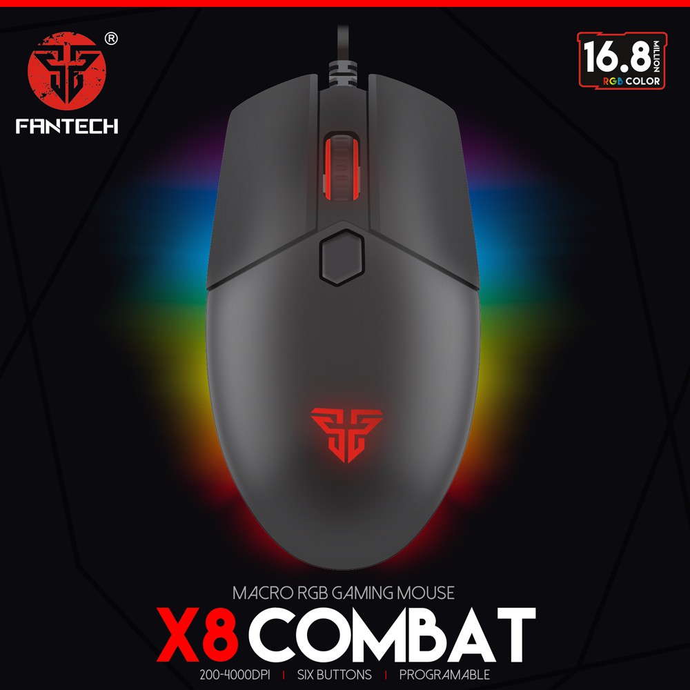 Jual Fantech Mouse Gaming X8 COMBAT Running RGB Macro & Memory | Shopee ...