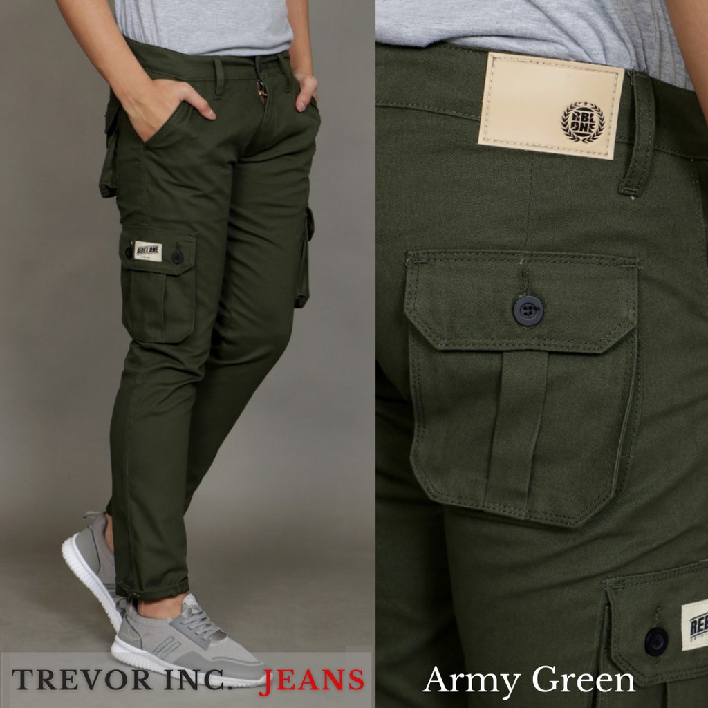 Jual Celana Cargo Panjang Pria Hijau Army Premium Kanvas Original Slimfit Long Kargo PDL Distro ...