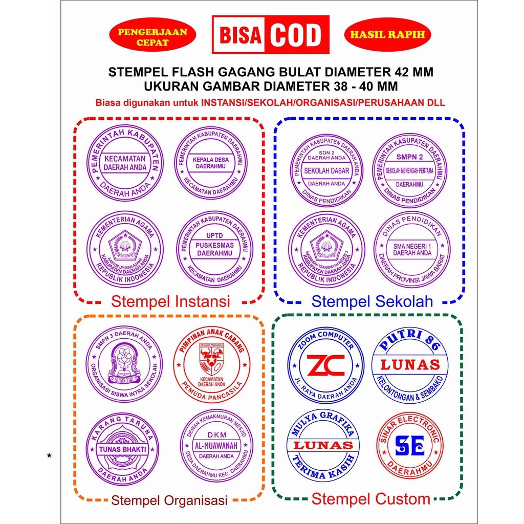 Jual Stempel Perusahaan/Instansi/Sekolah/Custom | Shopee Indonesia