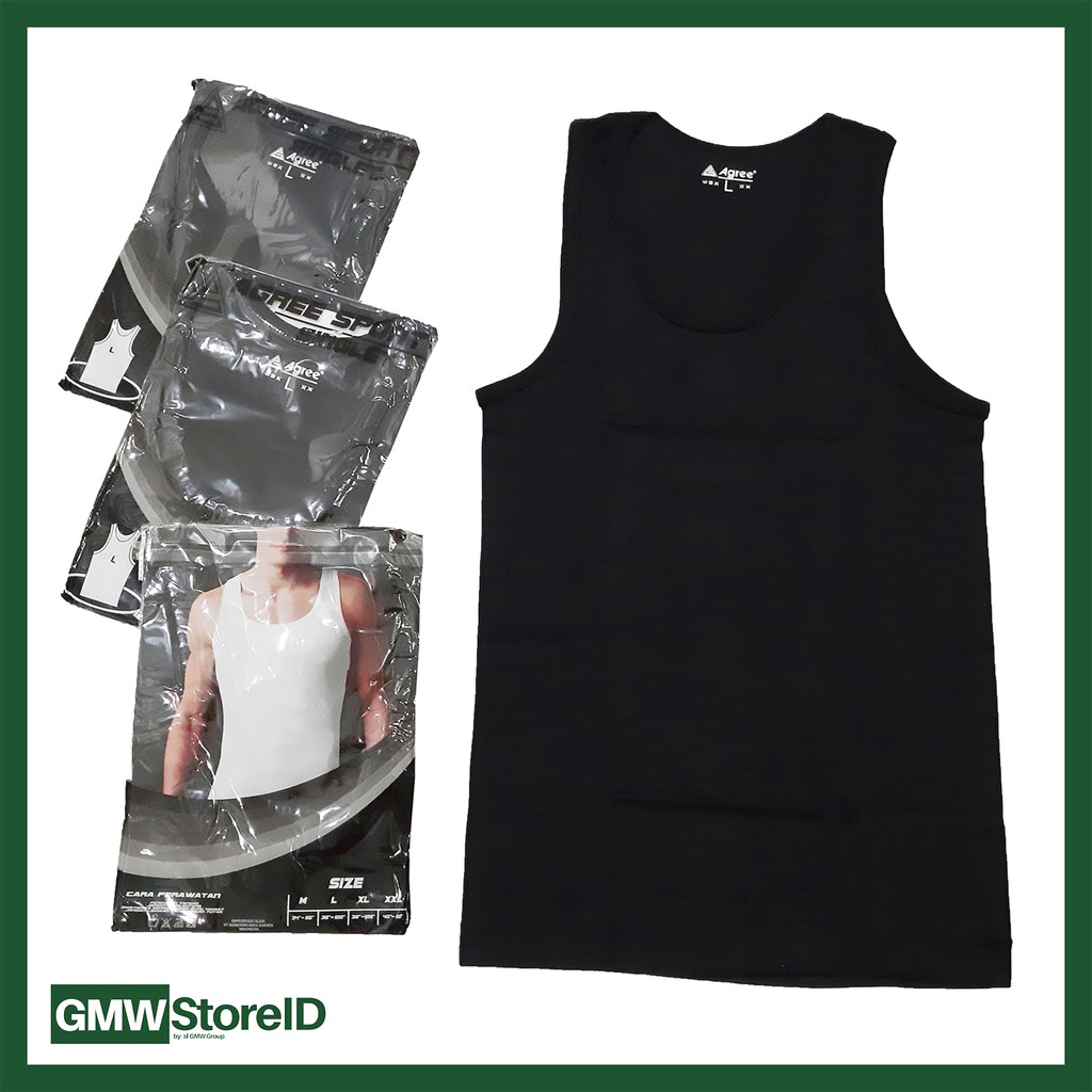 Jual F35 - Singlet Hitam Agree Pria Kaos Dalam Cowok Laki-Laki Men ...