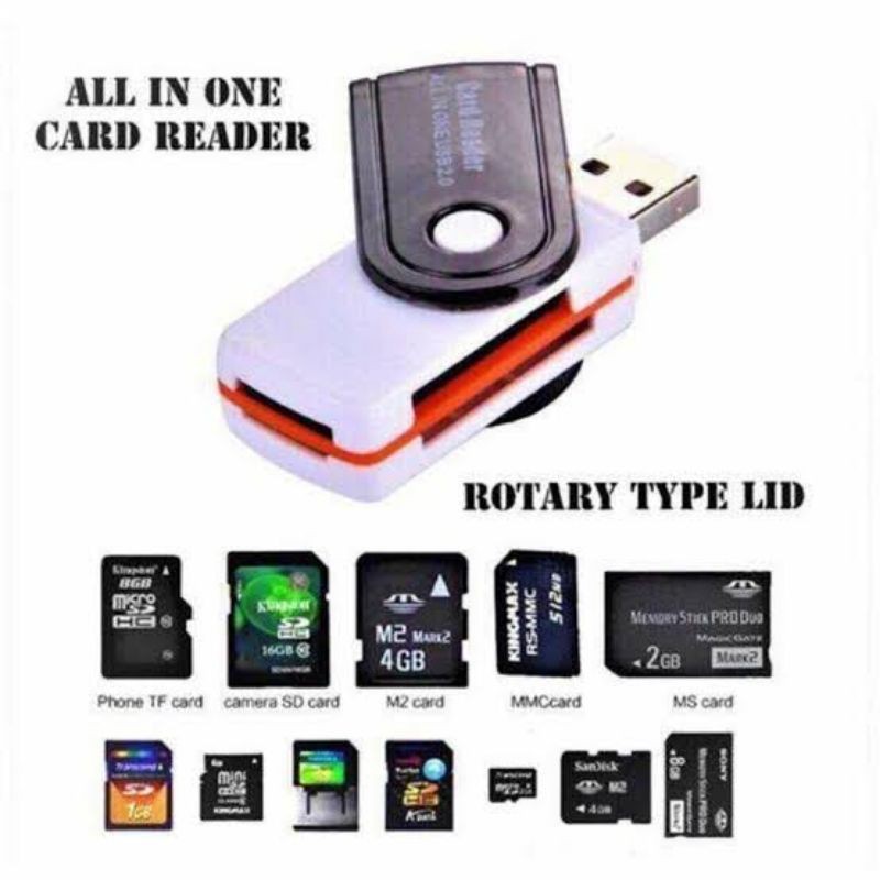 Jual Card Reader Multi All in one Card Reader 4slot putar | Shopee ...