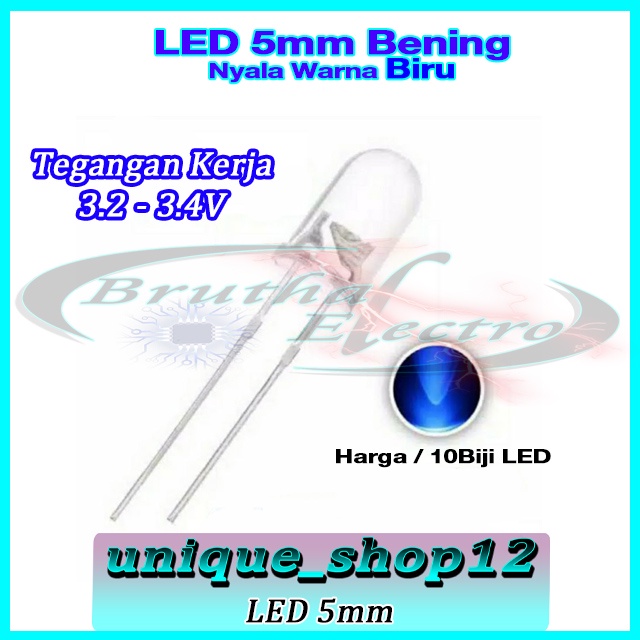 Jual Led 5mm Bening Warna BIRU 10 Pcs | Shopee Indonesia