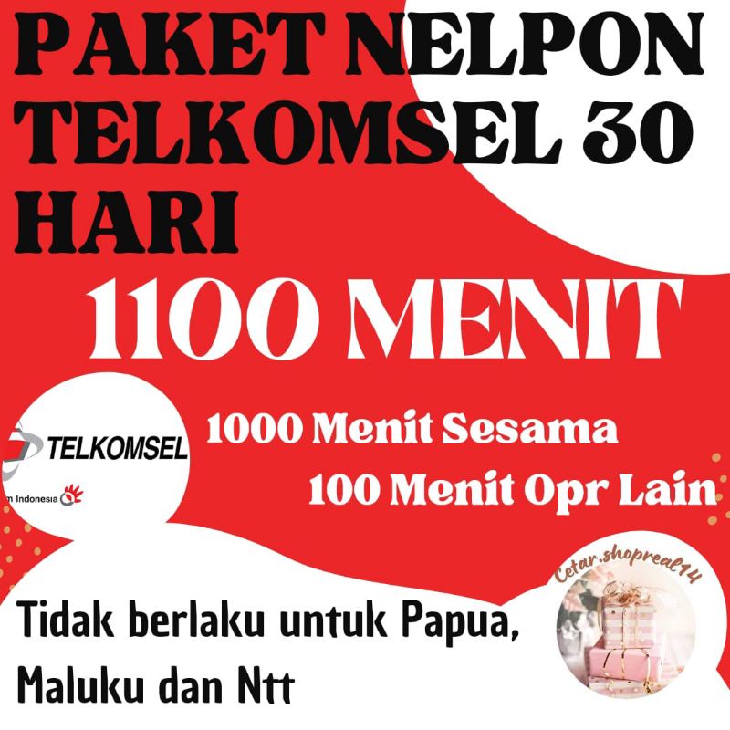 Jual PAKET NELPON TELKOMSEL 1100 MENIT 30 HARI 24 JAM | Shopee Indonesia