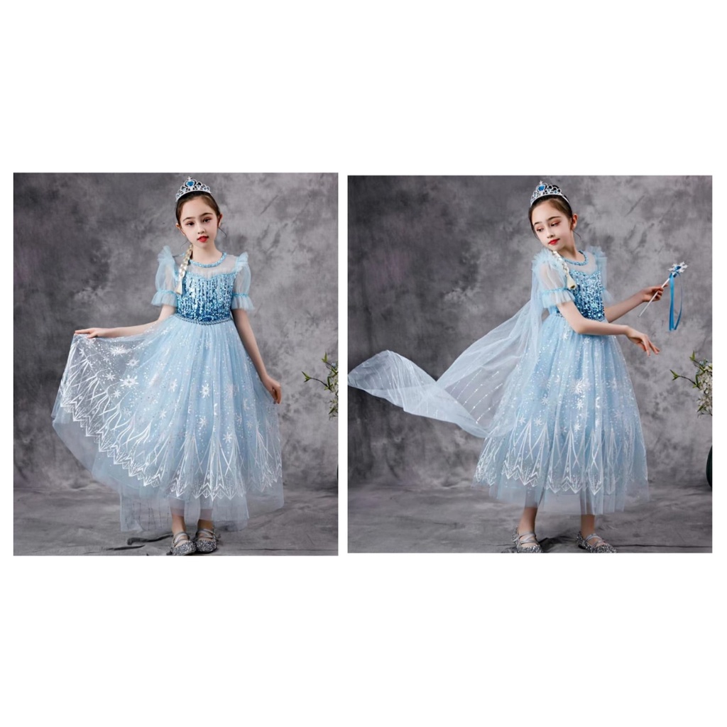 Jual Kostum Frozen Elsa 42 Dress Princess Renda Biru Baju Anak Tangan ...