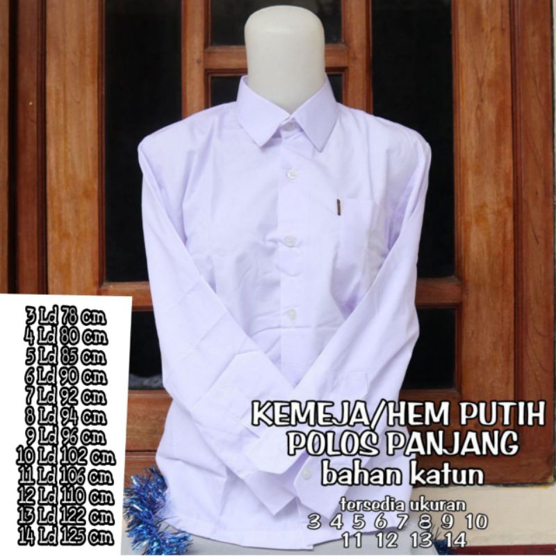 Jual KEMEJA/HEM PUTIH POLOS PANJANG | SERAGAM KERJA | SERAGAM SEKOLAH ...