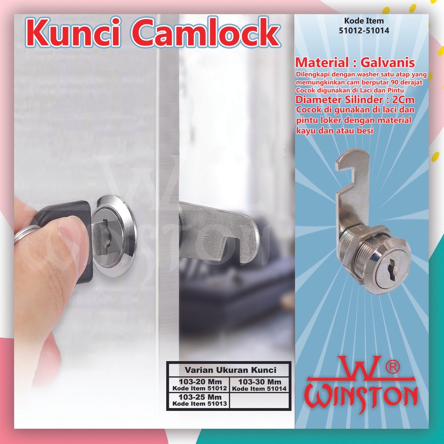 Jual Kunci Kait Laci Lemari Loker Camlock Cam Lock Winston / 51012-13 ...