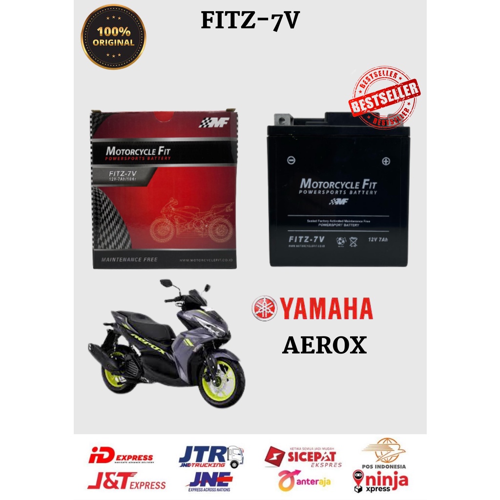 Jual Aki Motor Yamaha AEROX Accu MF FITZ-7V Aki Kering MOTORCYCLE FIT ...
