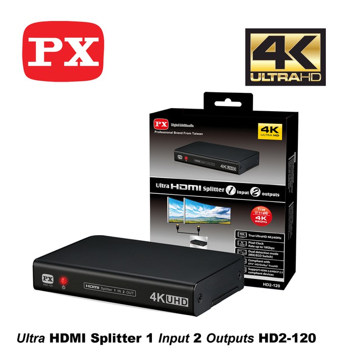 Jual PX ULTRA HDMI 4K SPLITTER 1 INPUT 2 OUTPUTS HD2-120 | Shopee Indonesia