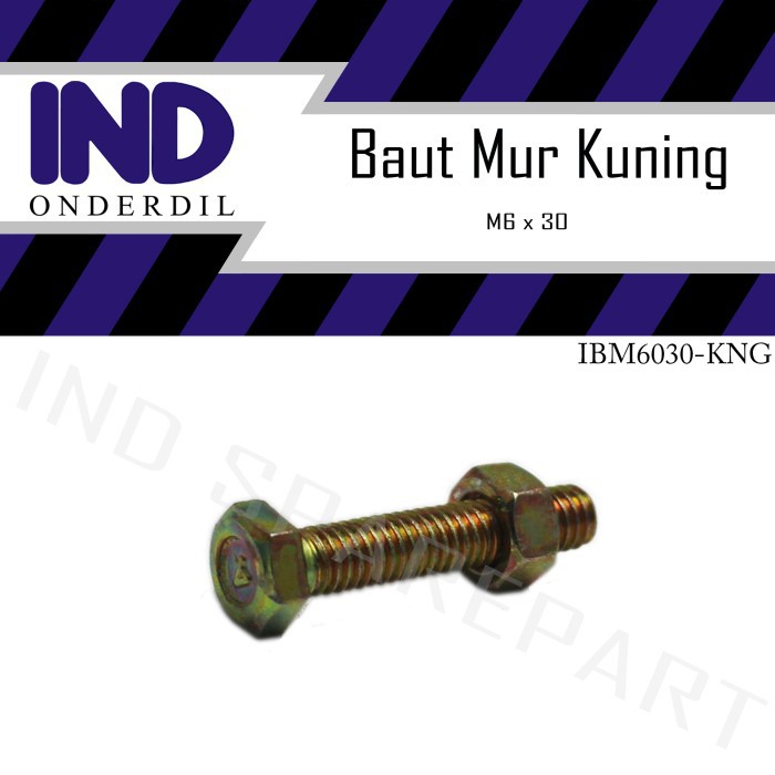 Jual IND Onderdil Baut-Baud Mur-Nut Kuning M6X30-M 6 X 30-M6-6X30 ...