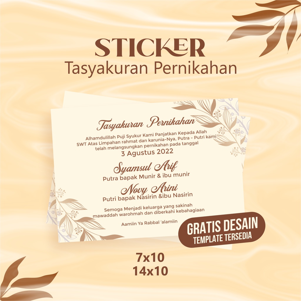 Jual Cetak Sticker Label Acara Tasyakuran Pernikahan Custom Tinggal ...