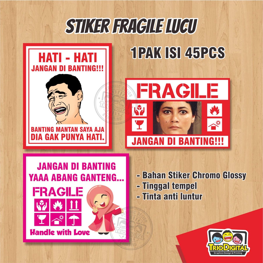 Jual STIKER FRAGILE ISI 45PCS - STICKER FRAGILE LUCU MURAH JANGAN ...