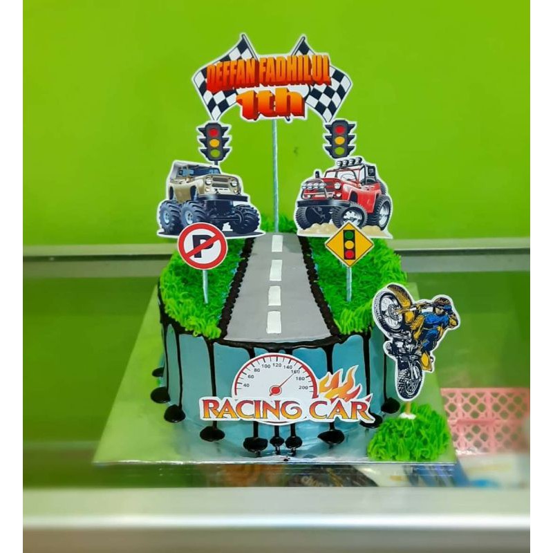 Jual topper kue racing cars motor toper ulang tahun custom | Shopee ...
