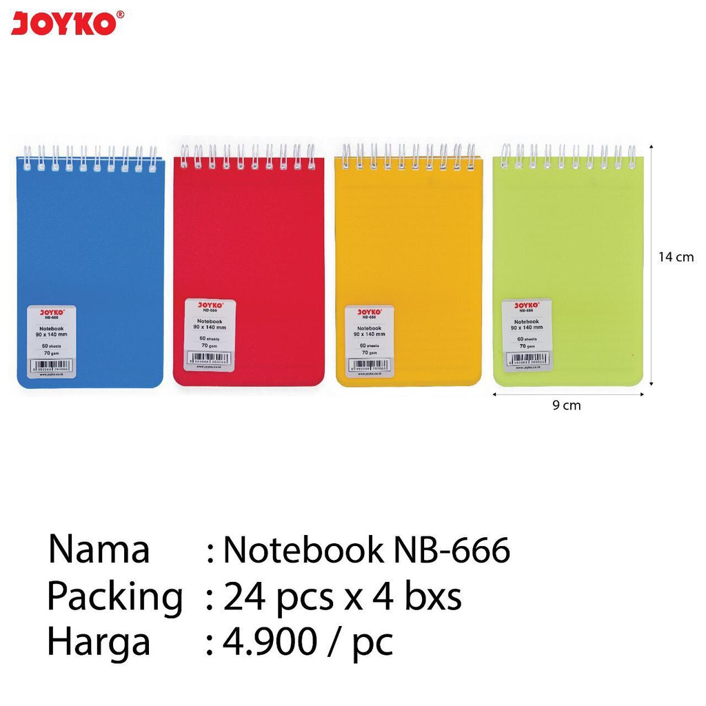 Jual Joyko Notebook NB-666 Note Book Agenda Buku Saku Ring Spiral ...