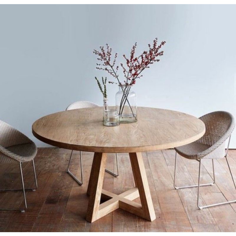 Jual meja bulat/round coffee table kayu jati | Shopee Indonesia