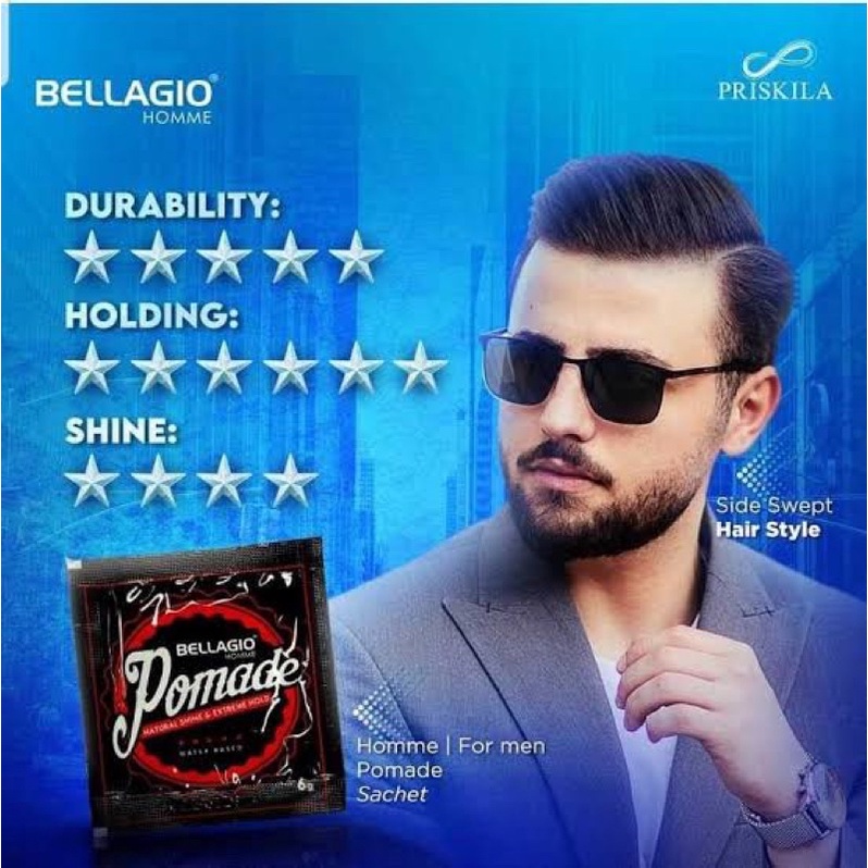 Jual Bellagio Pomade Black Sachet 6gr / Pomade Sachet / Pomade Murah ...