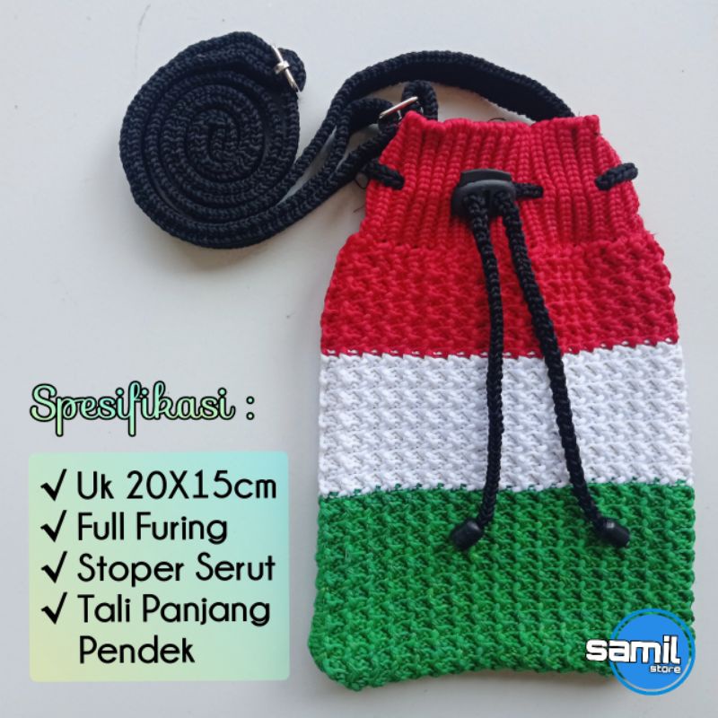 Jual Tas Rajut Mini Palestina / Selempang wanita (Full Furing+Tali ...