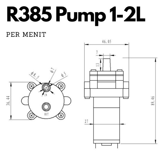 Jual R385 Diaphragm Water Pump 1.5-2 L / Min DC 6-12V Pompa Air Food ...