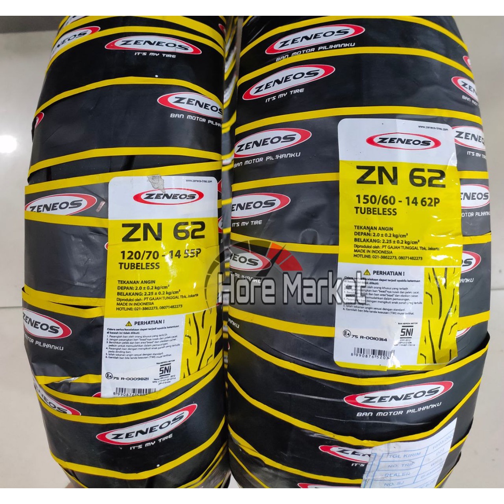 Jual PAKET BAN ZENEOS AEROX 155 120 70 dan 150 60 - 14 BAN TUBELESS ZENEOS ZN 62 120/70 150/60 ...