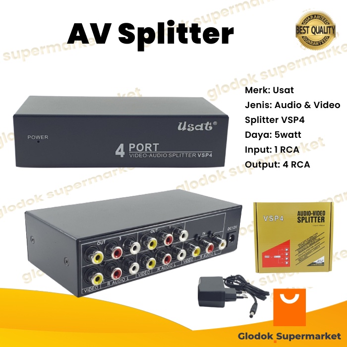 Jual AV Splitter 4 Load USAT Audio Video Spliter VSP4 4 Port | Shopee Indonesia