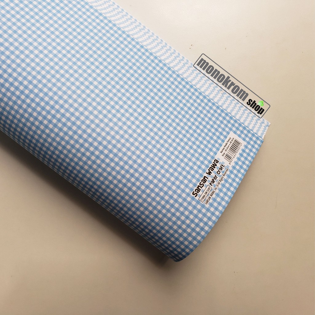 Jual Kertas Kado Sansan Wawa Motif Kotak Kotak Kecil Biru - Wrapping ...