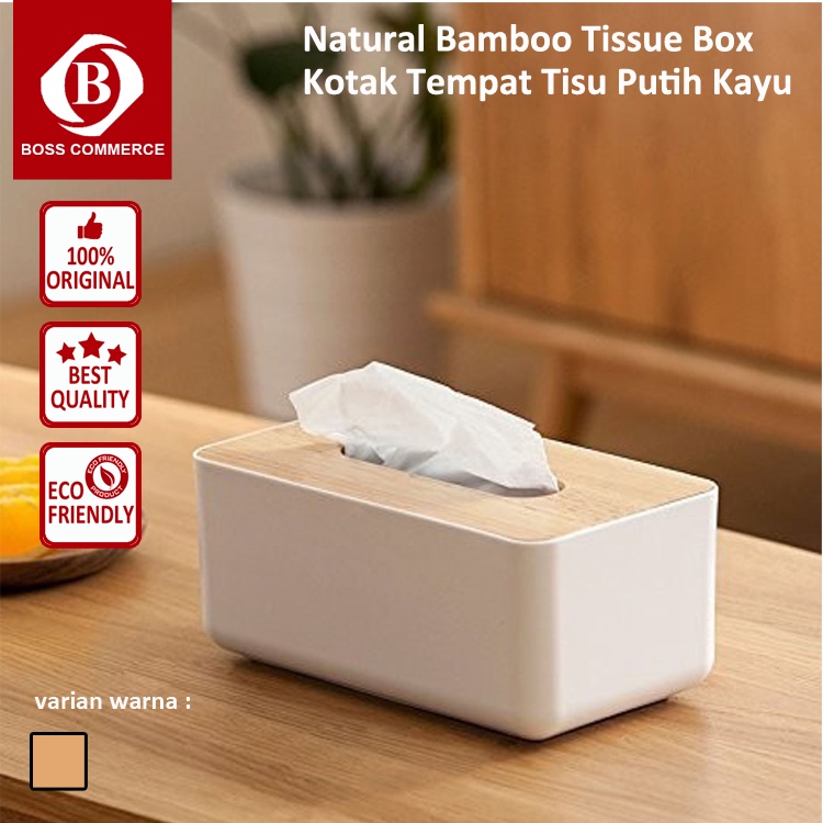 Jual Natural Bamboo Tissue Box Kotak Tempat Tisu Putih Kayu / Tisu ...