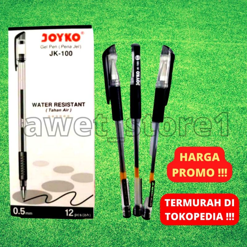 Jual Pulpen Gel Pen Bolpoin Bolpen Pena Joyko JK-100 Hitam (per Lusin ...