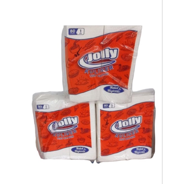 Jual tissue tisu Jolly napkin 80 sheet 1 ply ekonomis/tisu makan tisu ...