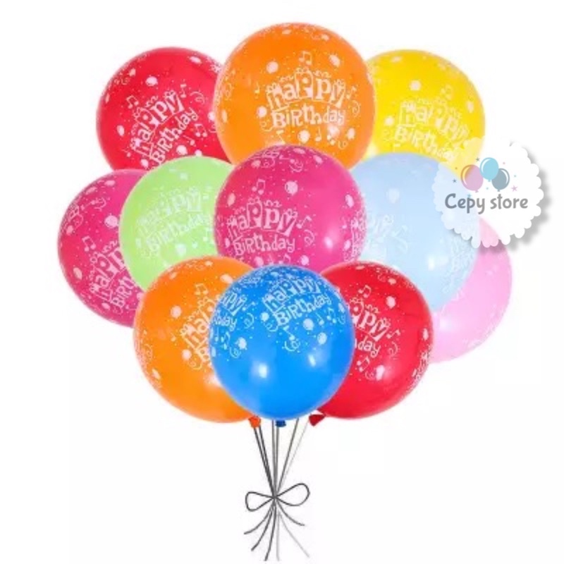 Jual Balon Latex Happy Birthday / Balon Happy Birthday Mix Warna Isi ...