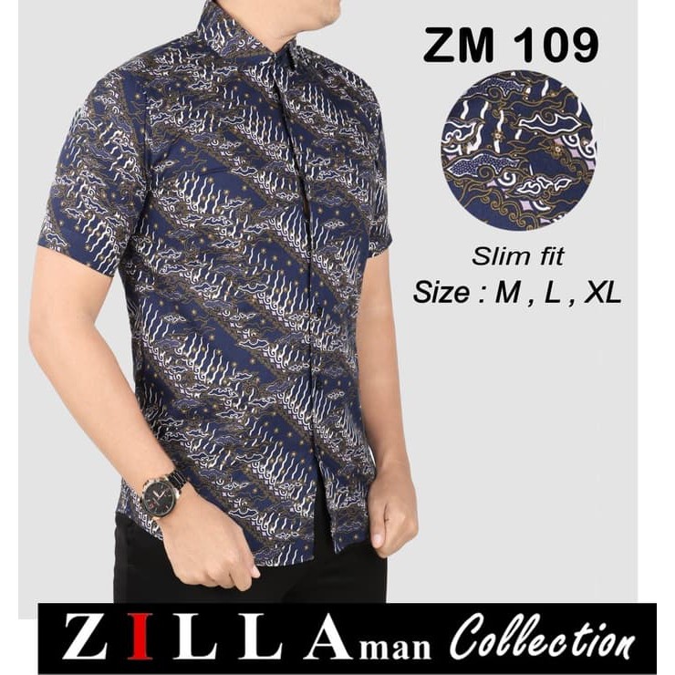 Jual NEW KEMEJA BATIK SLIMFIT LENGAN PENDEK ZILLA MAN 109 BERKUALITAS | Shopee Indonesia