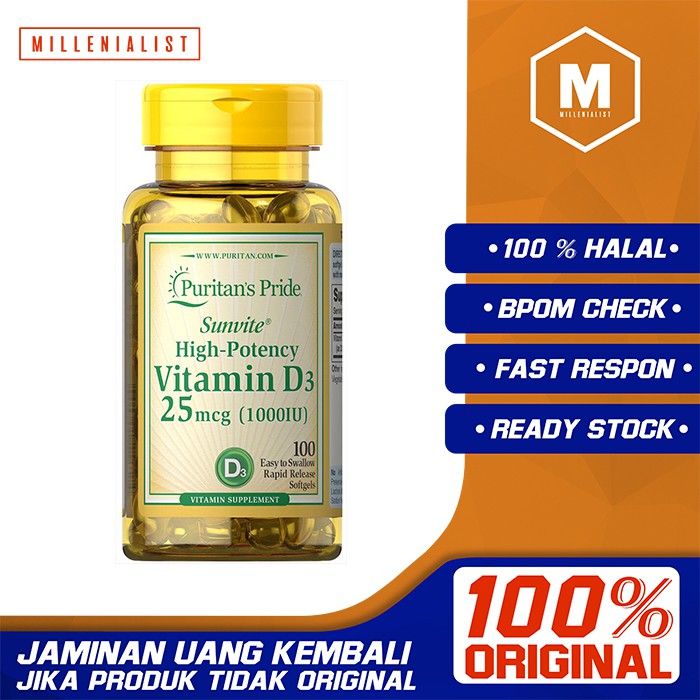 Jual PURITAN'S PRIDE VITAMIN D3 1000 IU - 100 Softgels MGBV05 | Shopee Indonesia