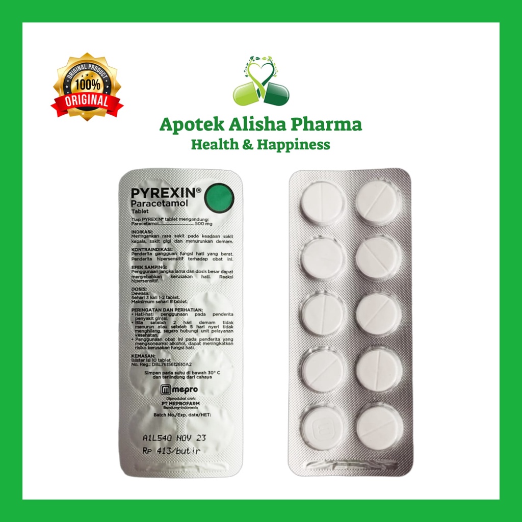 Jual Pyrexin Tablet Strip / Box - Pirexin Parasetamol Tablet Obat ...