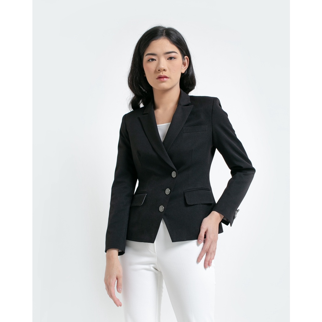 Jual INVIO Andrea Asymmetrical Wrap Blazer Black | Jas Wanita | Shopee ...