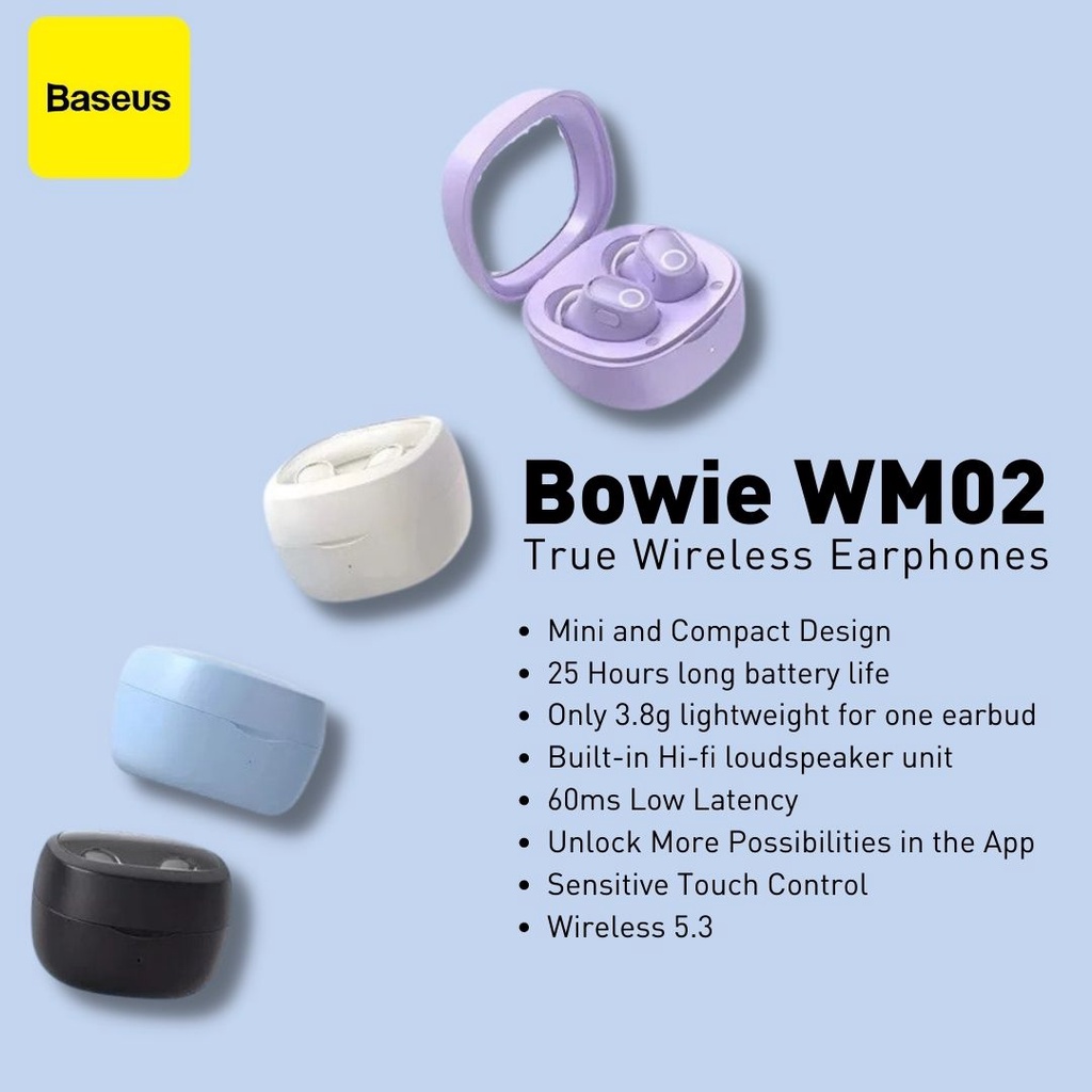 Jual BASEUS WM02 WM02 PLUS TWS HEADSET BLUETOOTH EARPHONE MINI EARBUDS ...