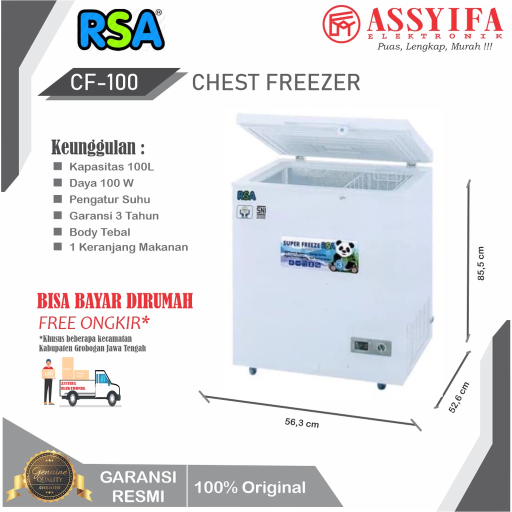Jual FREEZER BOX RSA 100 LITER CF-110|210|310 NEW GARANSI RESMI 100% ...