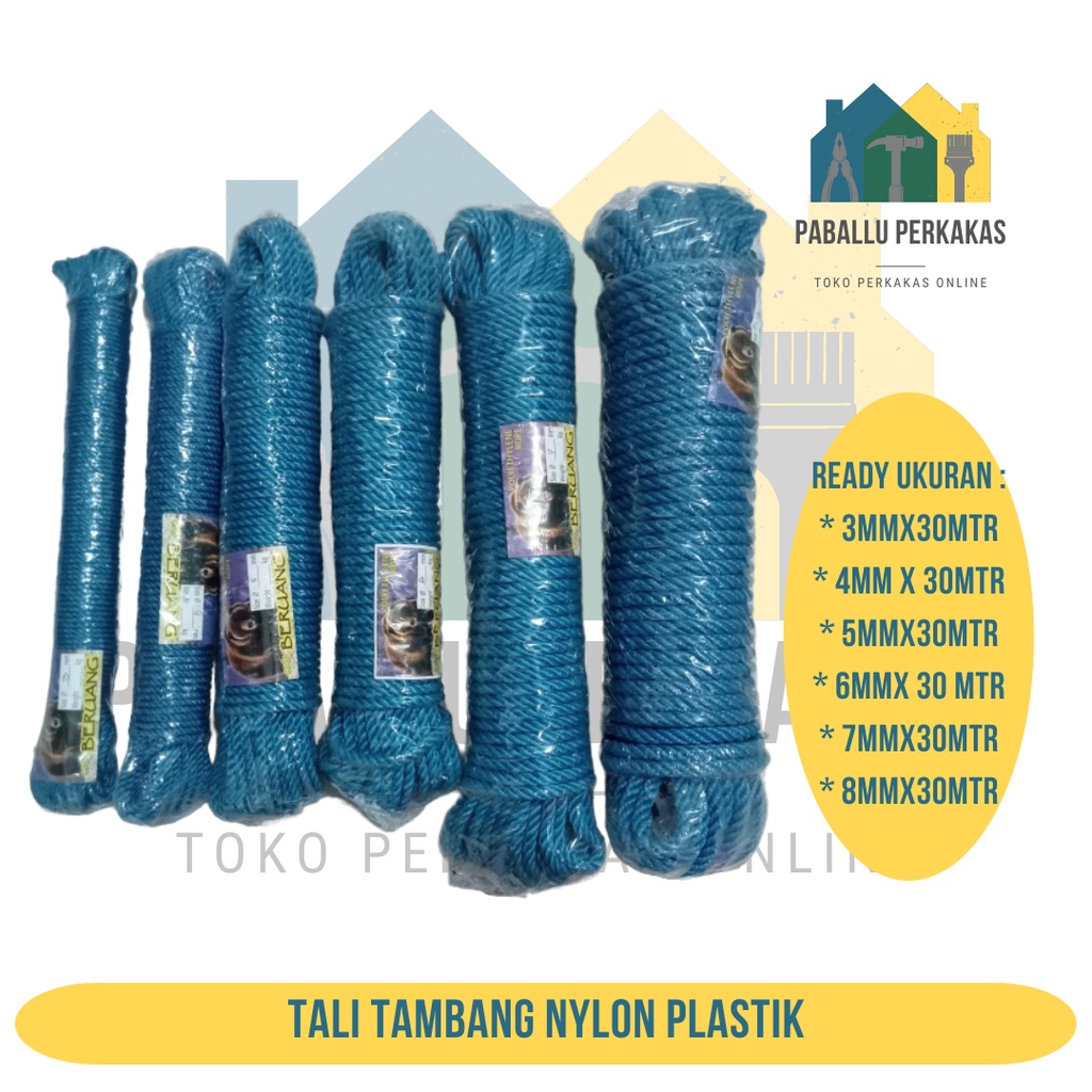 Jual Tali Tambang Plastik Nylon Tebal 3 mm 4 mm / Tali Tambang 30 Meter / Tali Jemuran 3mm 4mm ...