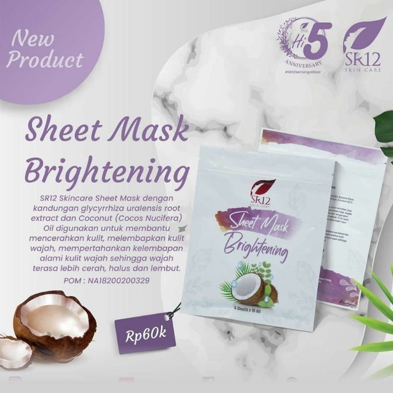 Jual Sheet Mask Brightening SR12 Masker Wajah Herbal | Shopee Indonesia