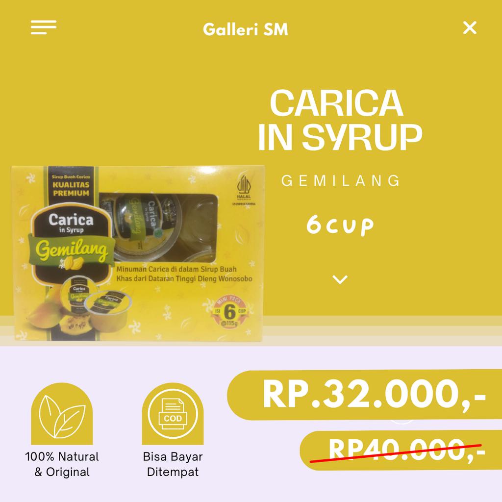 Jual Carica Gemilangin Syrup Khas Dieng Manisan Isi 6 @125gr Oleh Oleh ...